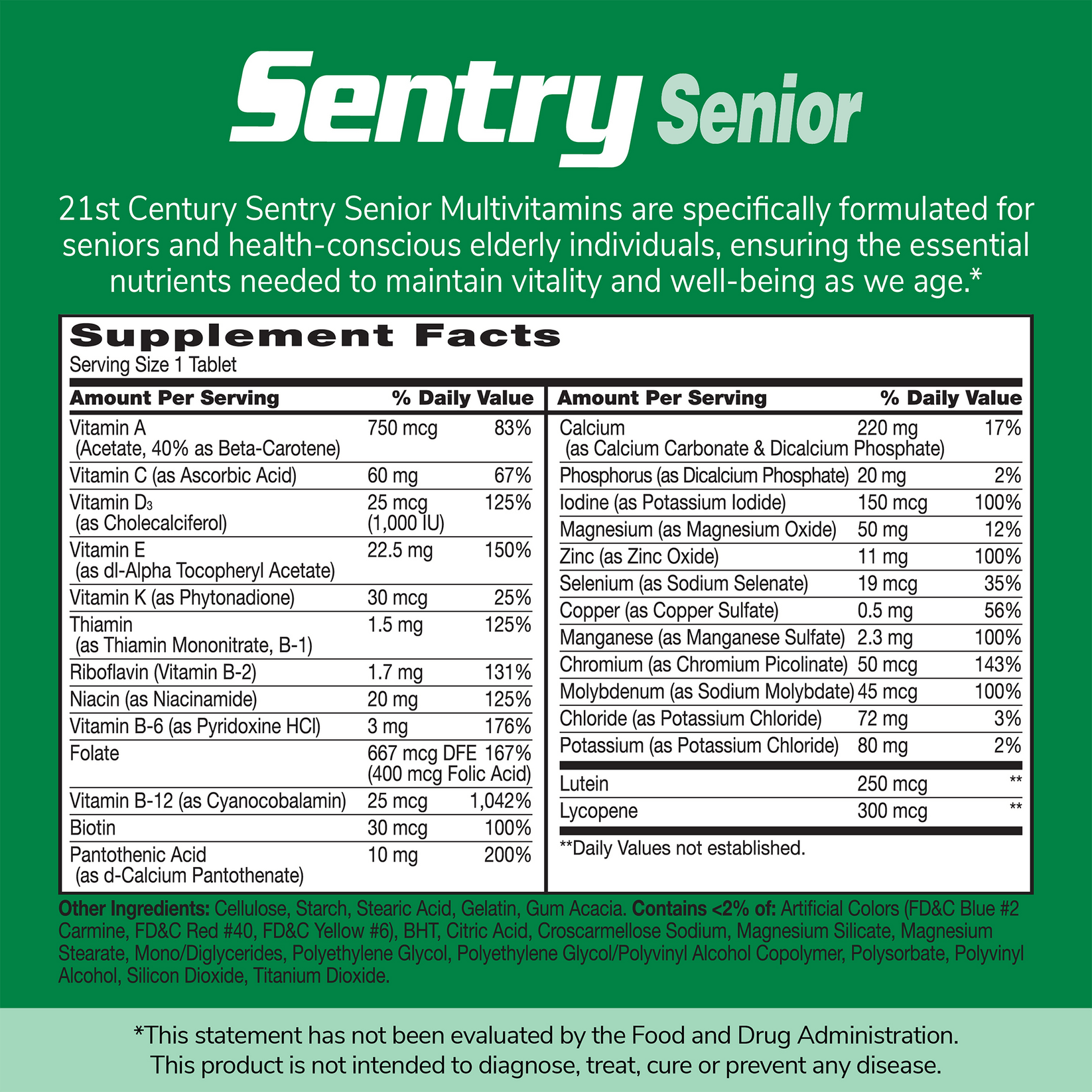 Sentry Senior Adults 50+ Multivitamin | 21st Century Vitamins – 21st ...