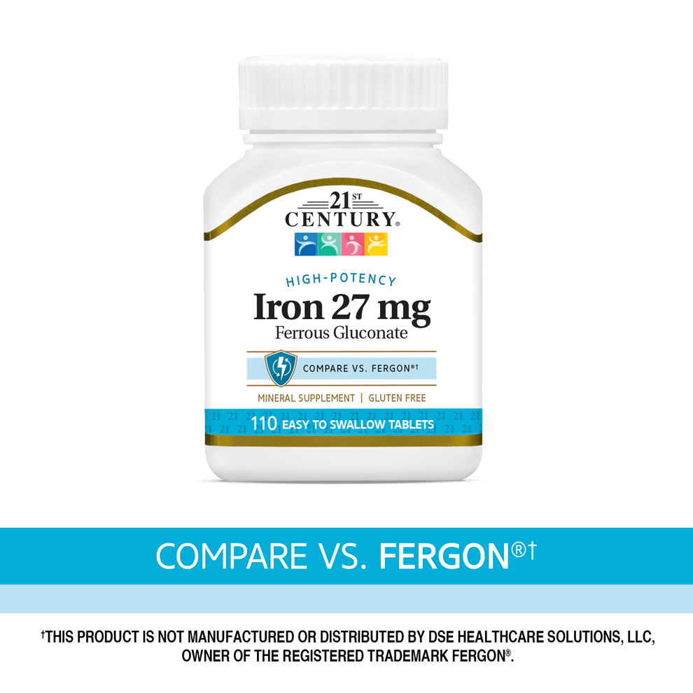 High Potency Iron 27 mg | 21st Century Vitamins – 21st Century Vitamins