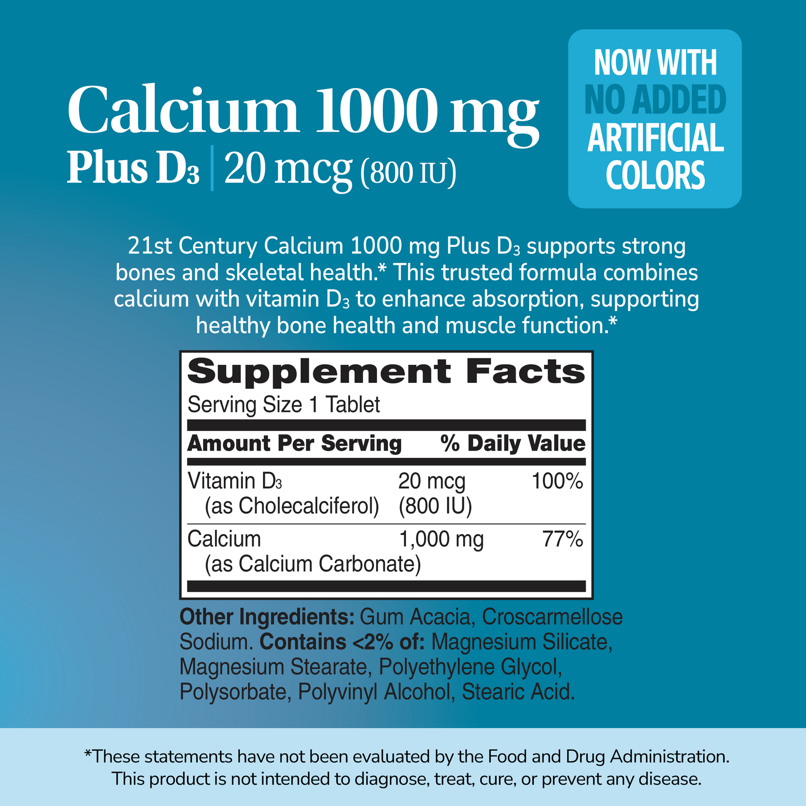 Calcium 1000 mg Plus D3 | 21st Century Vitamins – 21st Century Vitamins