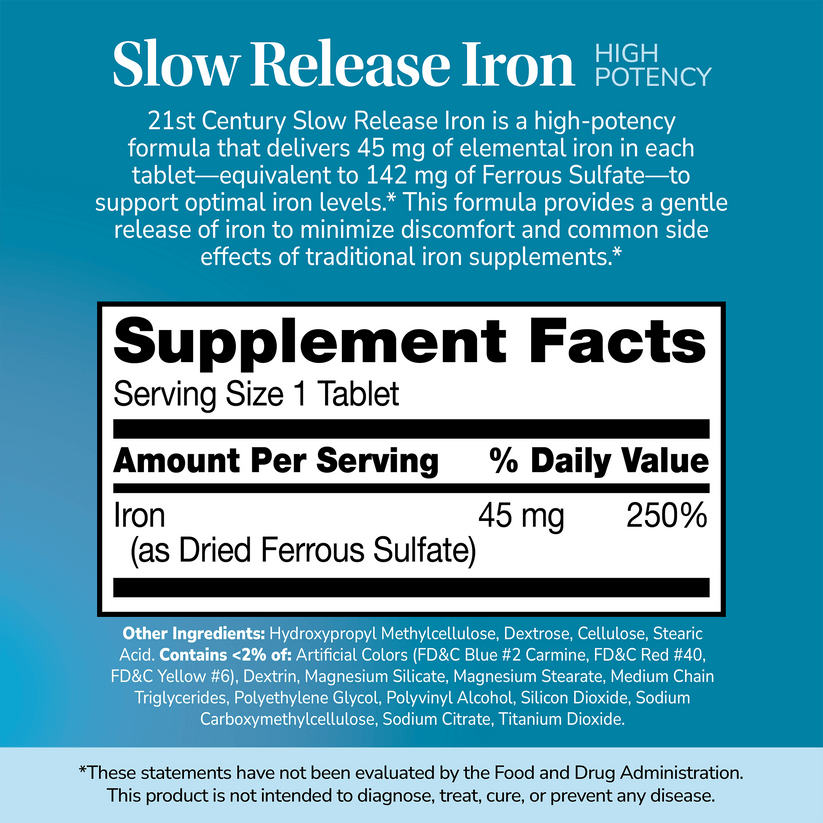 Slow Release Iron – 21st Century Vitamins – 21st Century Vitamins