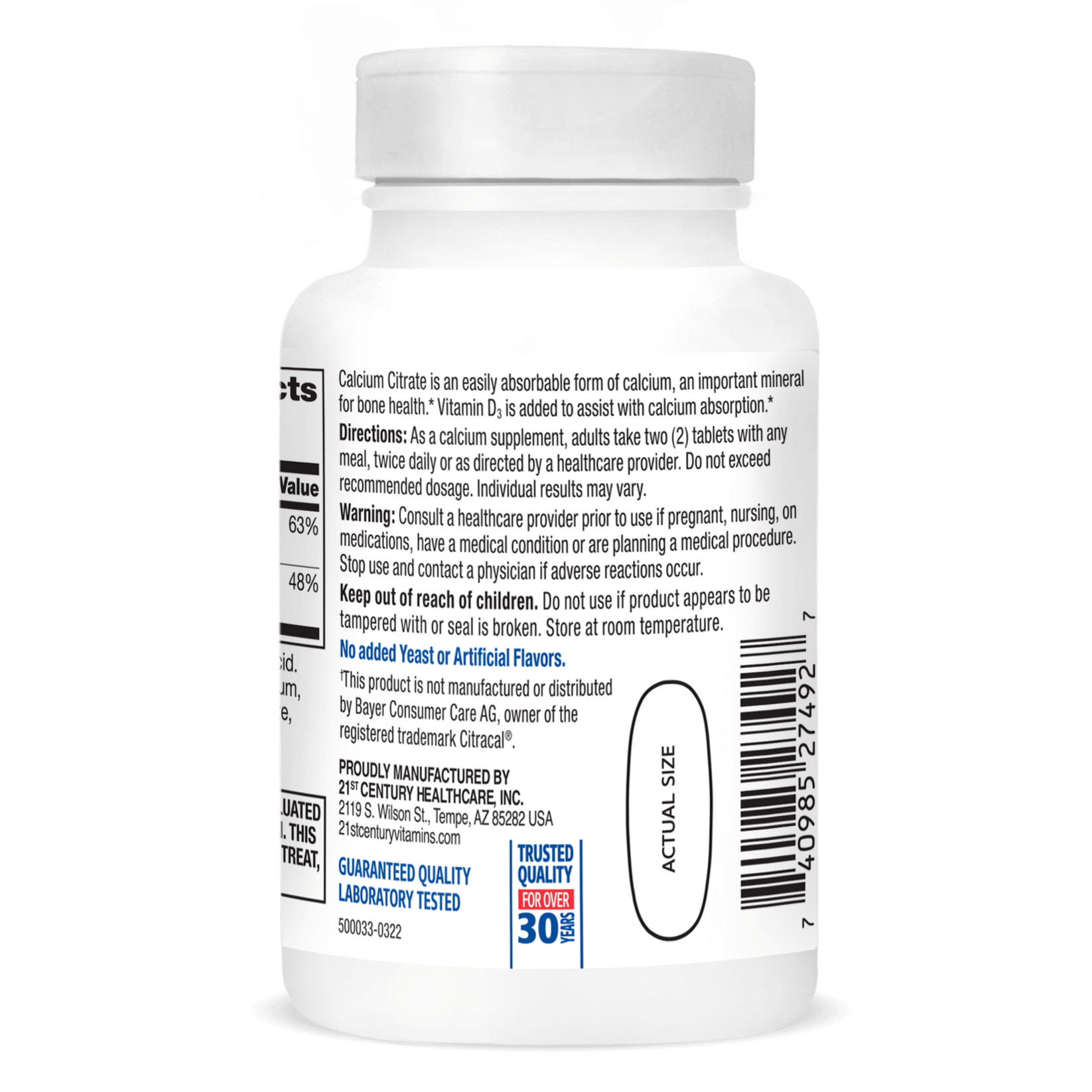 Calcium Citrate Plus D3 Maximum | 21st Century Vitamins – 21st Century ...