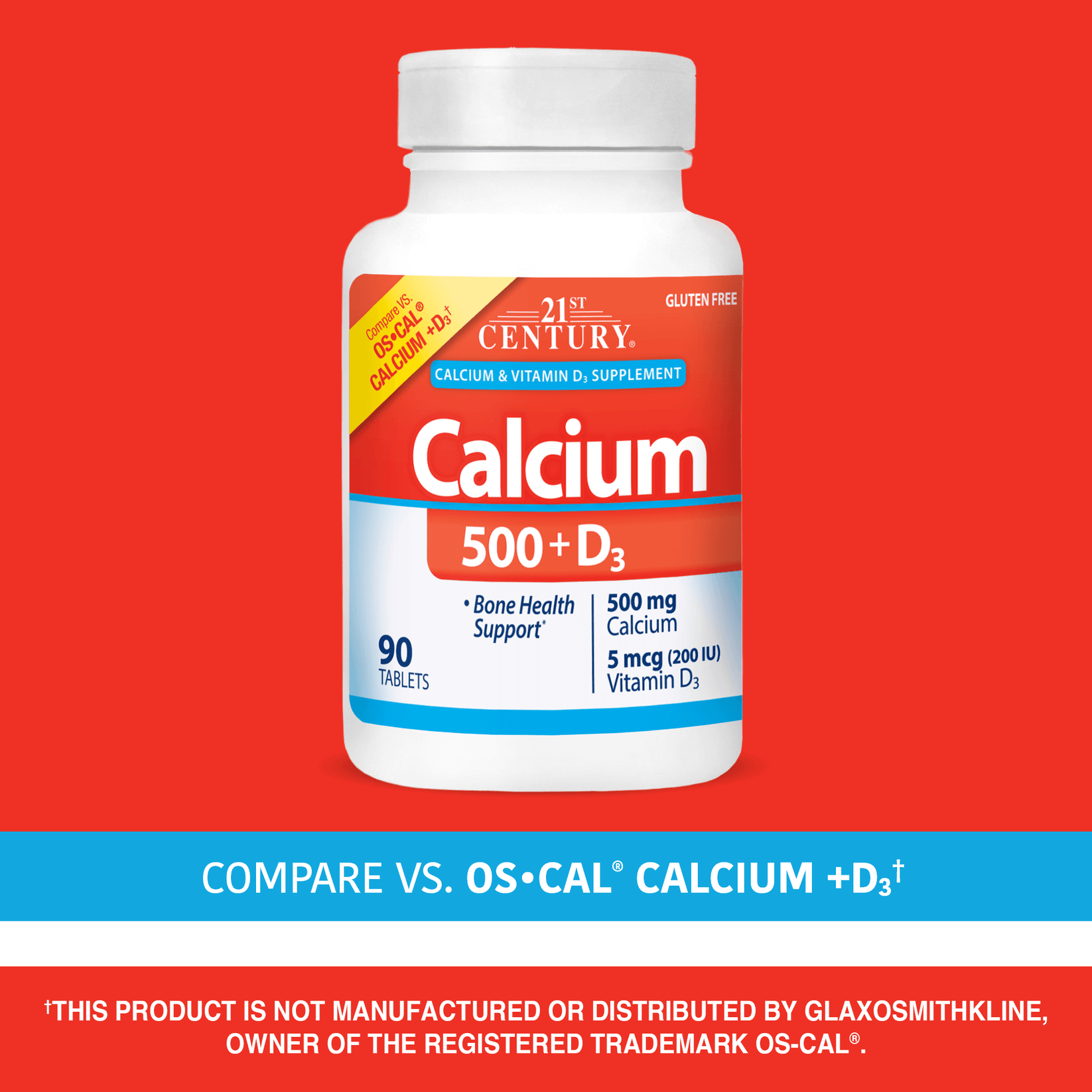 Calcium 500 Plus D3 – 21st Century Vitamins