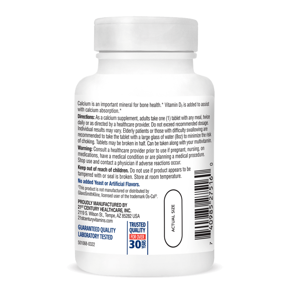 Calcium 500 Plus D3 – 21st Century Vitamins