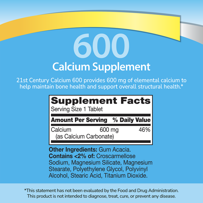 Calcium 600 – 21st Century Vitamins