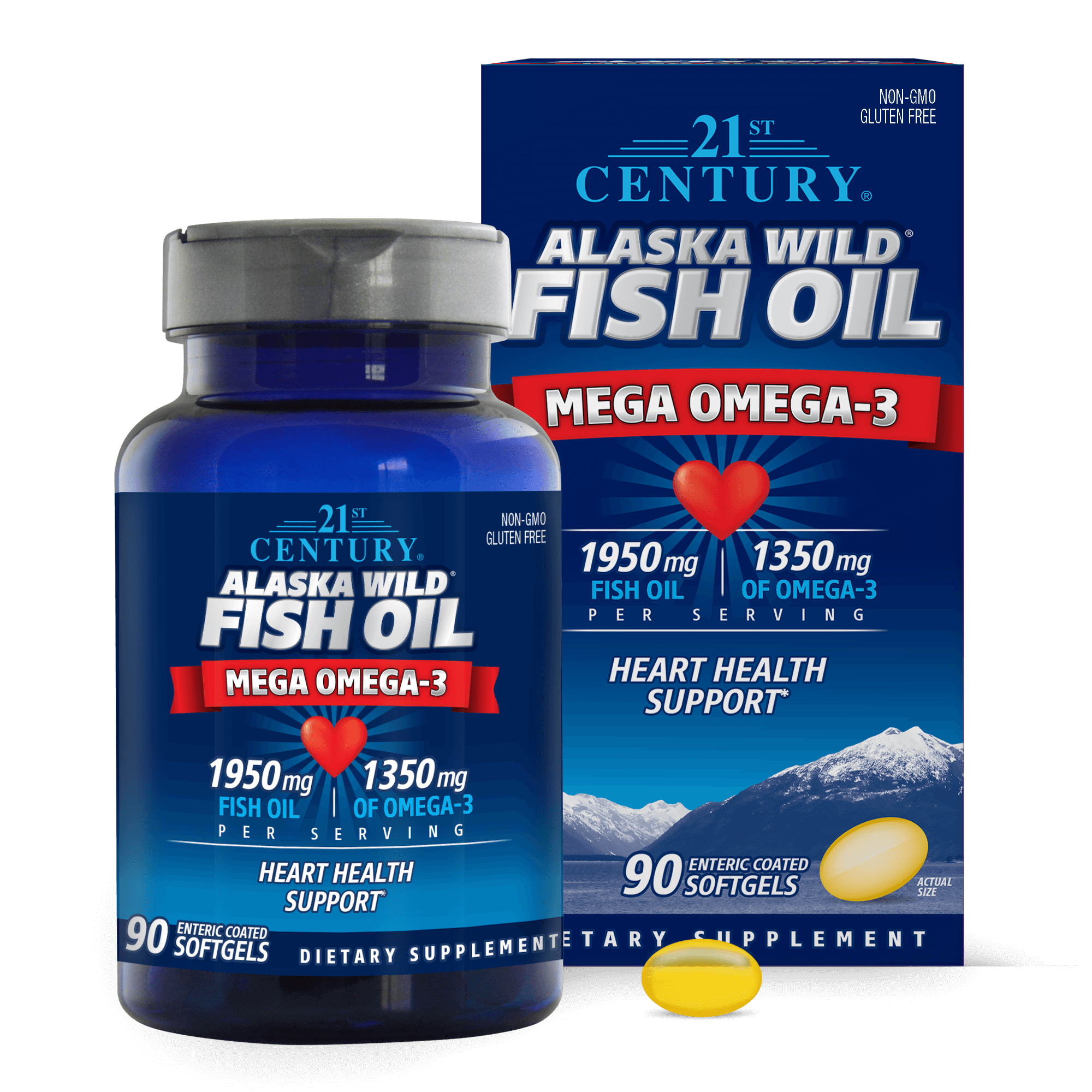 Alaska Wild® Fish Oil Mega Omega-3 - 90 Enteric Coated Softgels | 21st ...
