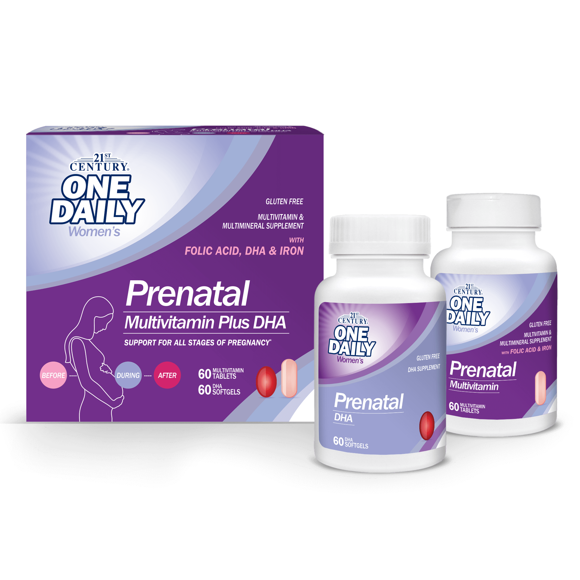 Prenatal Multivitamin Plus DHA - 60+60 Tablet/Softgel | 21st Century ...