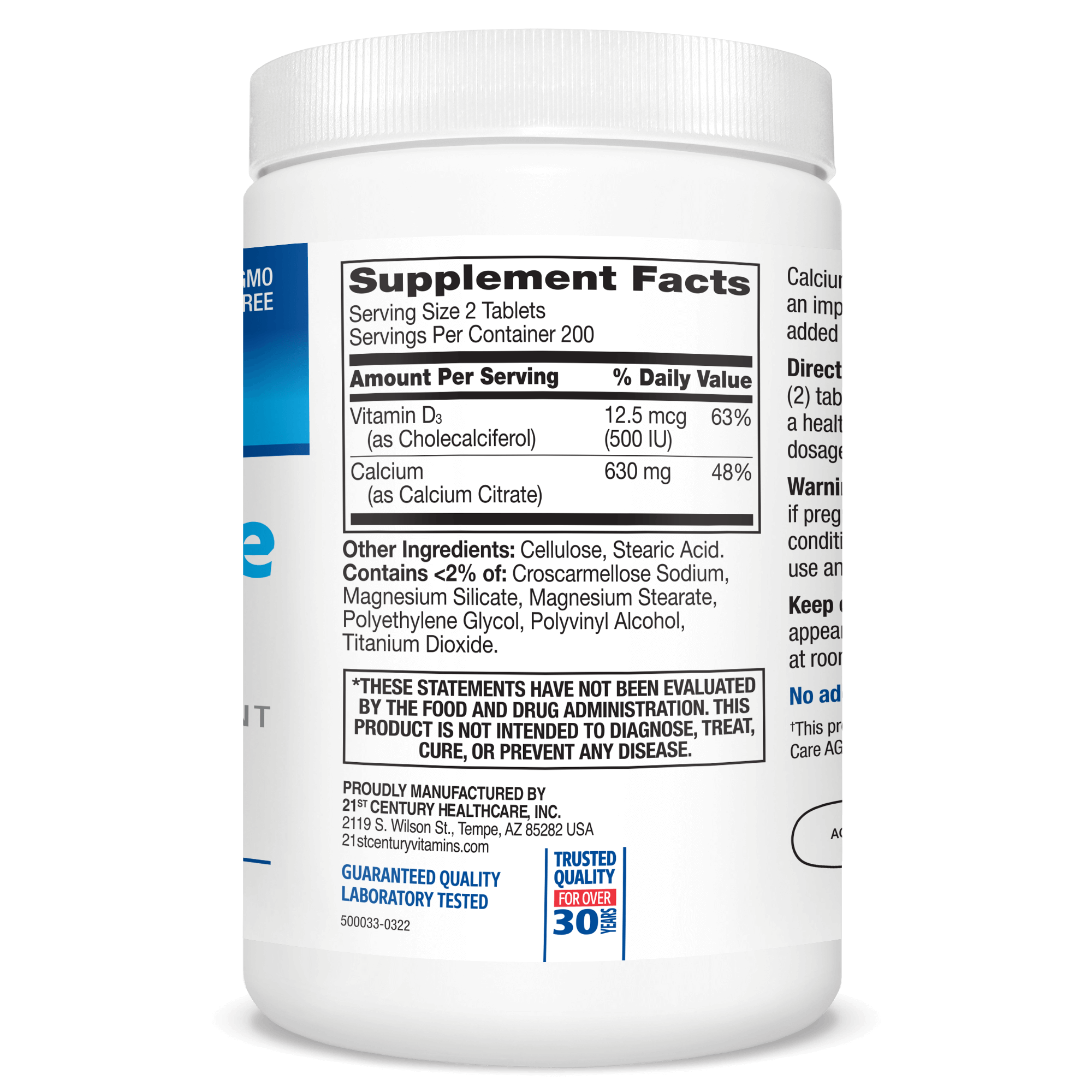 Calcium Citrate +D3 Maximum - 400 Tablet | 21st Century HealthCare, Inc.