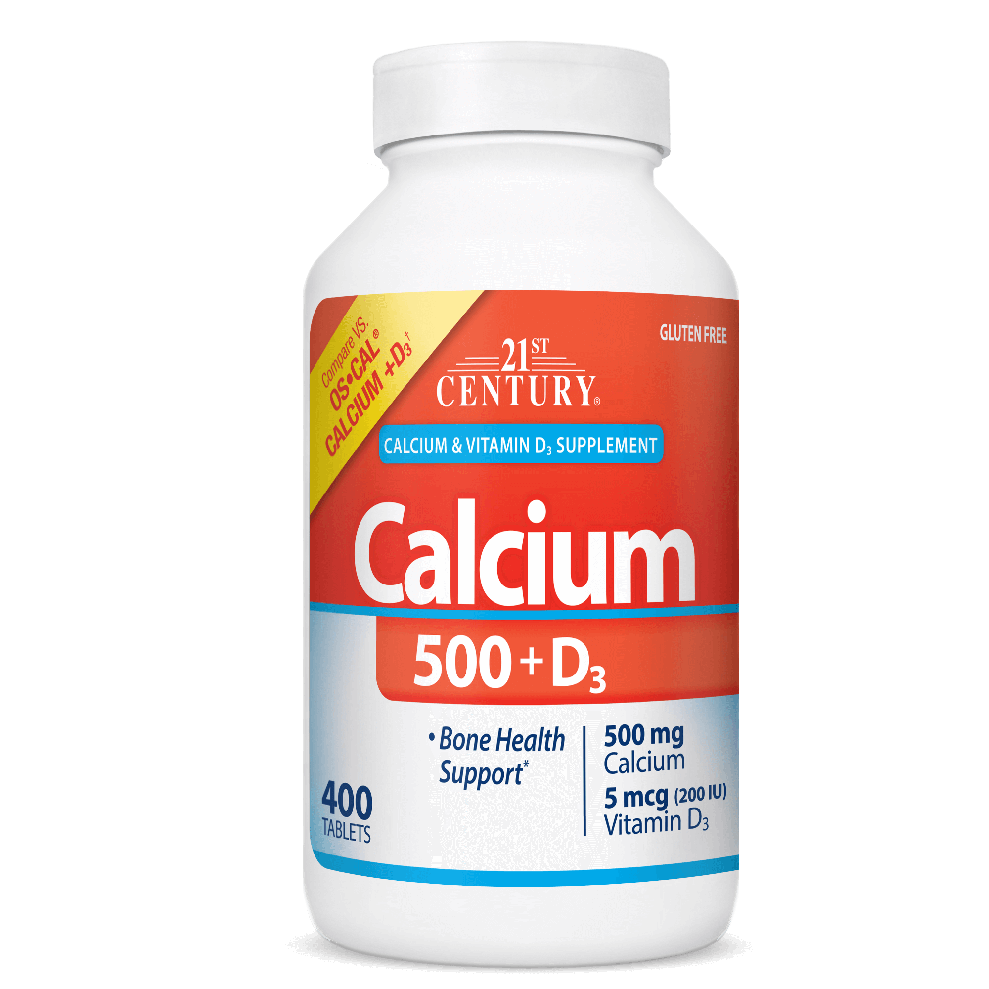 Calcium 500 +D3 - 400 Tablets | 21st Century HealthCare, Inc.