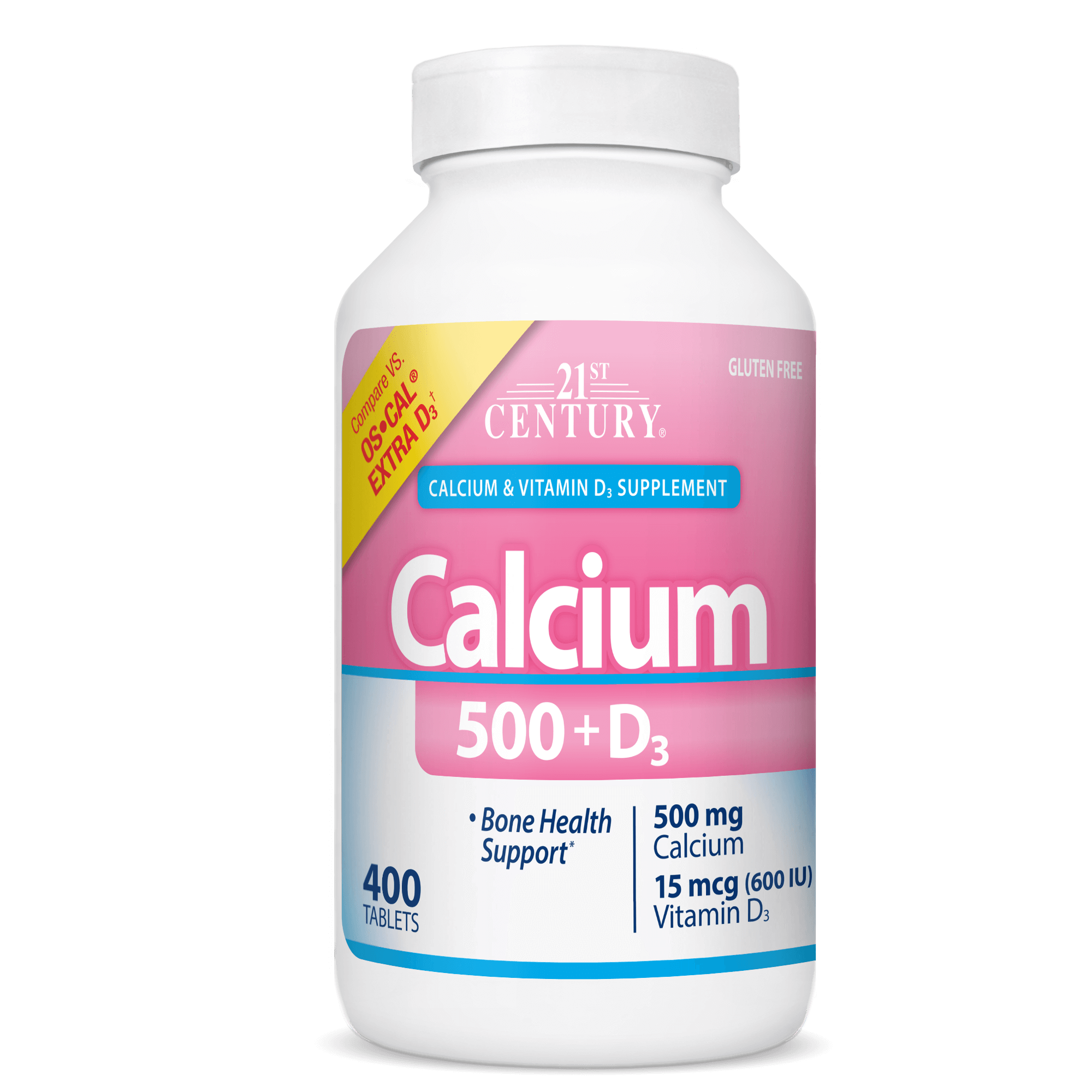 Calcium 500+D3 - 400 Tablets | 21st Century HealthCare, Inc.