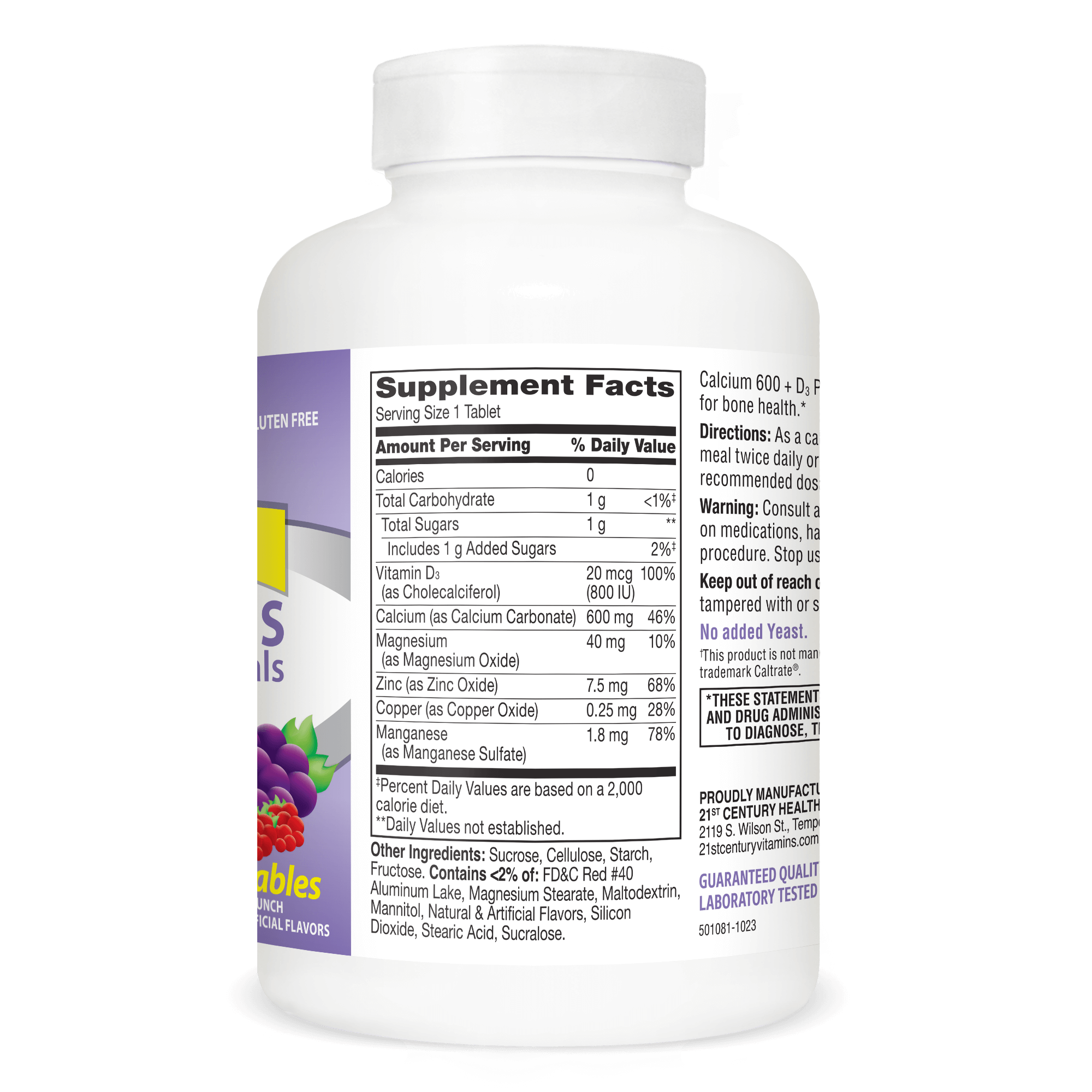 Calcium 600+D3 Plus Minerals Chewables - 75 Chewable Tablets | 21st ...